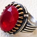 Deep red ruby synthetic imitation stone unisex ring sterling | Etsy