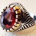 Deep Red Orange Ruby Synthetic Heavy Sterling Silver 925 Men Women Ring ...