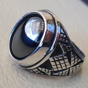 Sterling Silver 925 Heavy Man Ring Hematite Natural Semi Precious ...