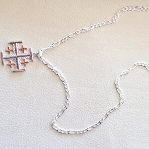 Jerusalem Cross Pendant Two Tone With Heavy Chain Sterling Silver 925 ...