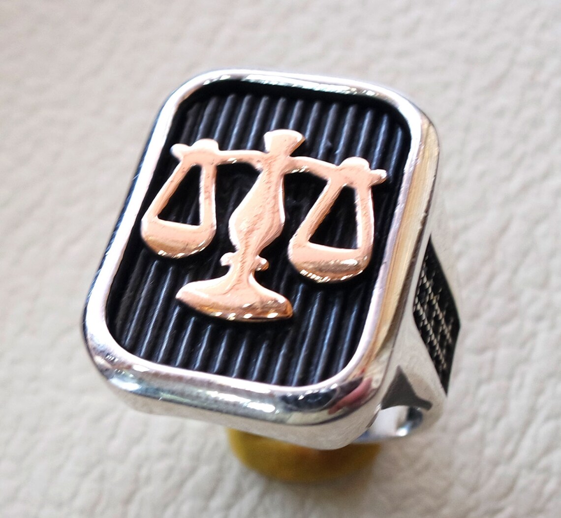 Scale of justice heavy rectangular men ring sterling silver | Etsy