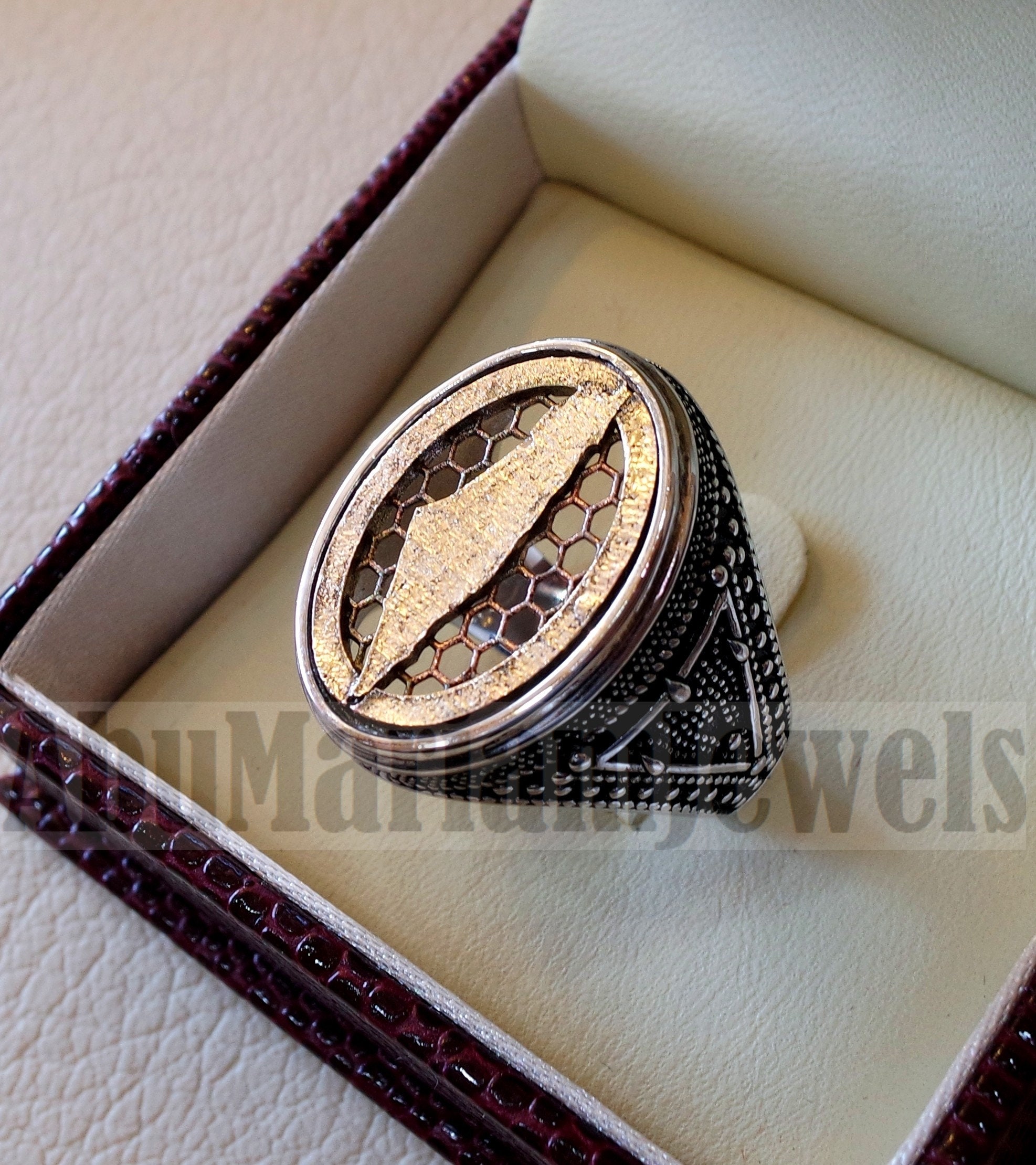 Palestine Map Man Ring Sterling Silver and Bronze Arabic | Etsy