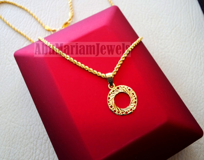 21K Gold Round Pendant With Rope Chain Gold Jewelry 16 and 20 - Etsy