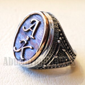 Initials Customized Men Ring Personalized Any 2 Letters Antique Jewelry ...
