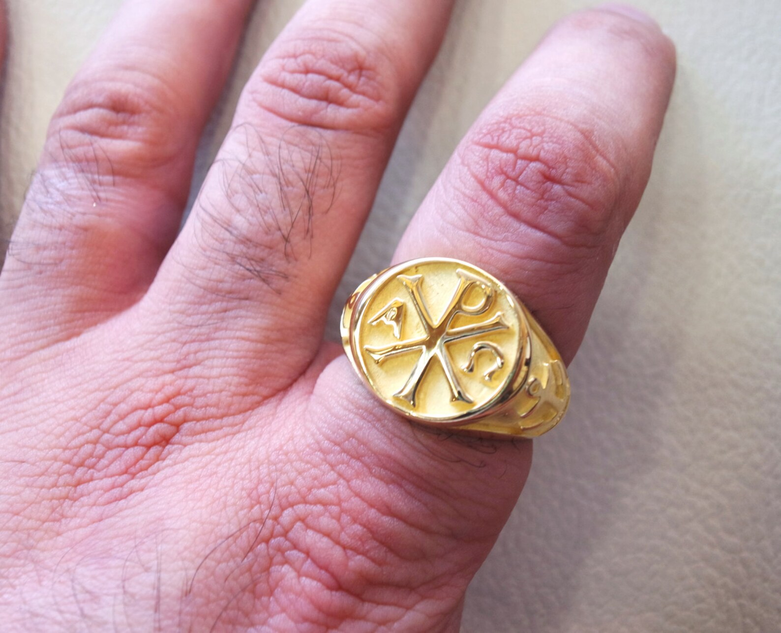 Chi Rho Anchor Cross Christ Christian Symbol 18 K Gold Heavy - Etsy