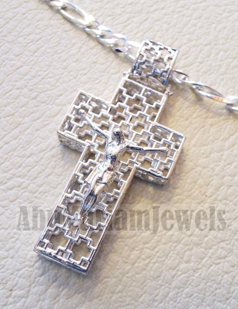 Cross Necklace With Thick Chain Sterling Silver 925 Jewelry - Etsy
