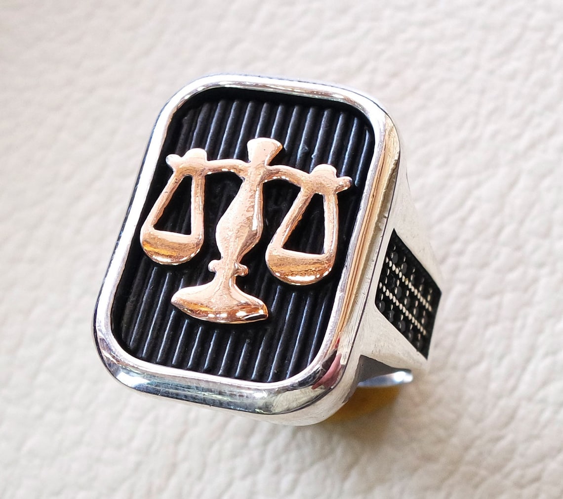 Scale of justice heavy rectangular men ring sterling silver | Etsy