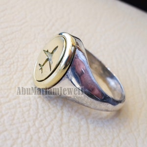 Airplane Aeroplane Pilot Sterling Silver 925 and Bronze Men Ring All ...
