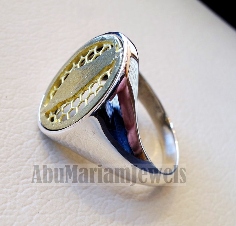 Palestine map man ring sterling silver and bronze Arabic | Etsy