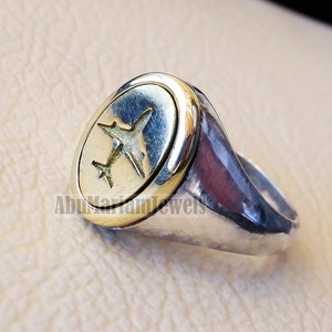 Airplane Aeroplane Pilot Sterling Silver 925 and Bronze Men Ring All ...