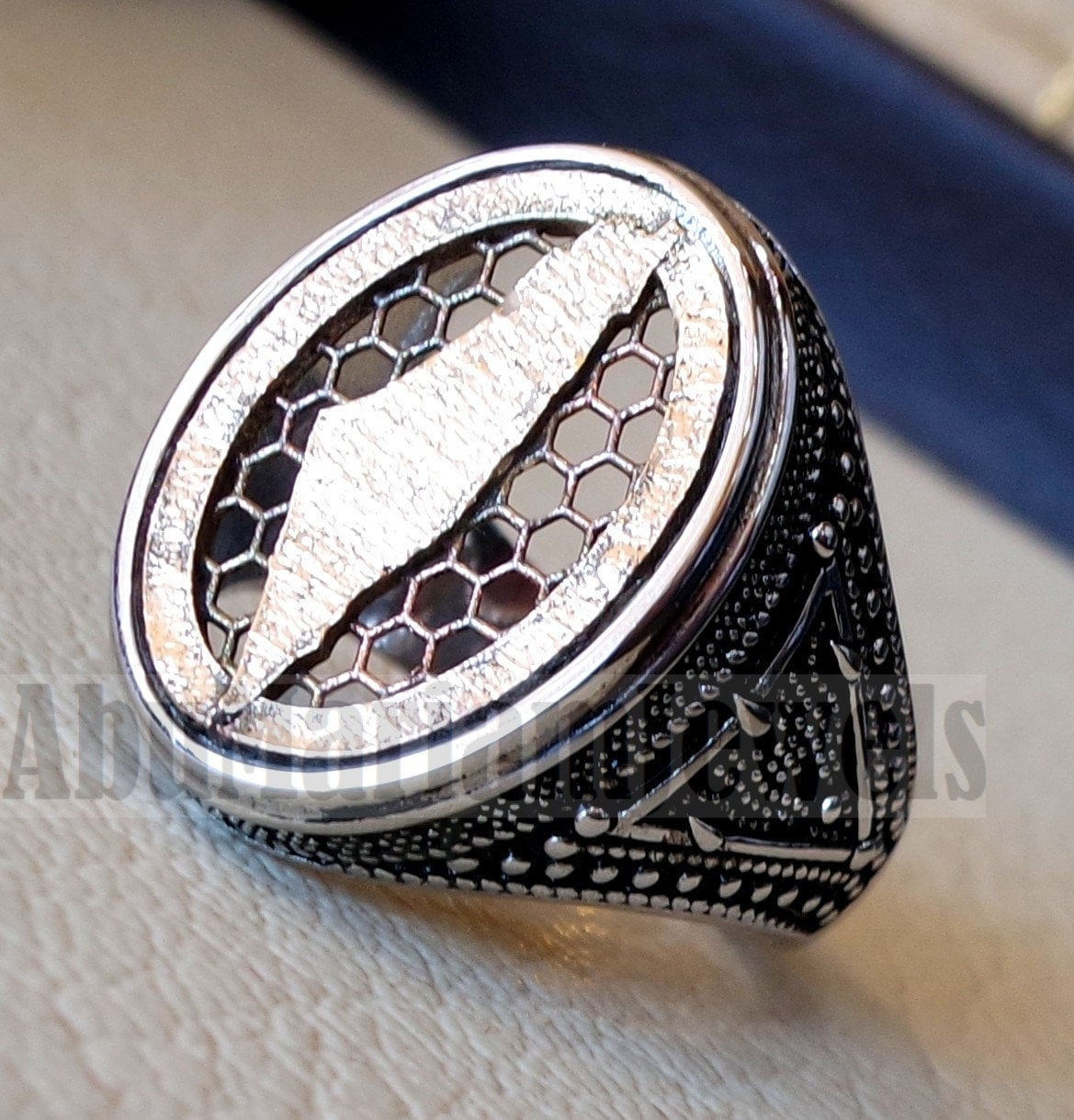 Palestine Map Man Ring Sterling Silver and Bronze Arabic | Etsy