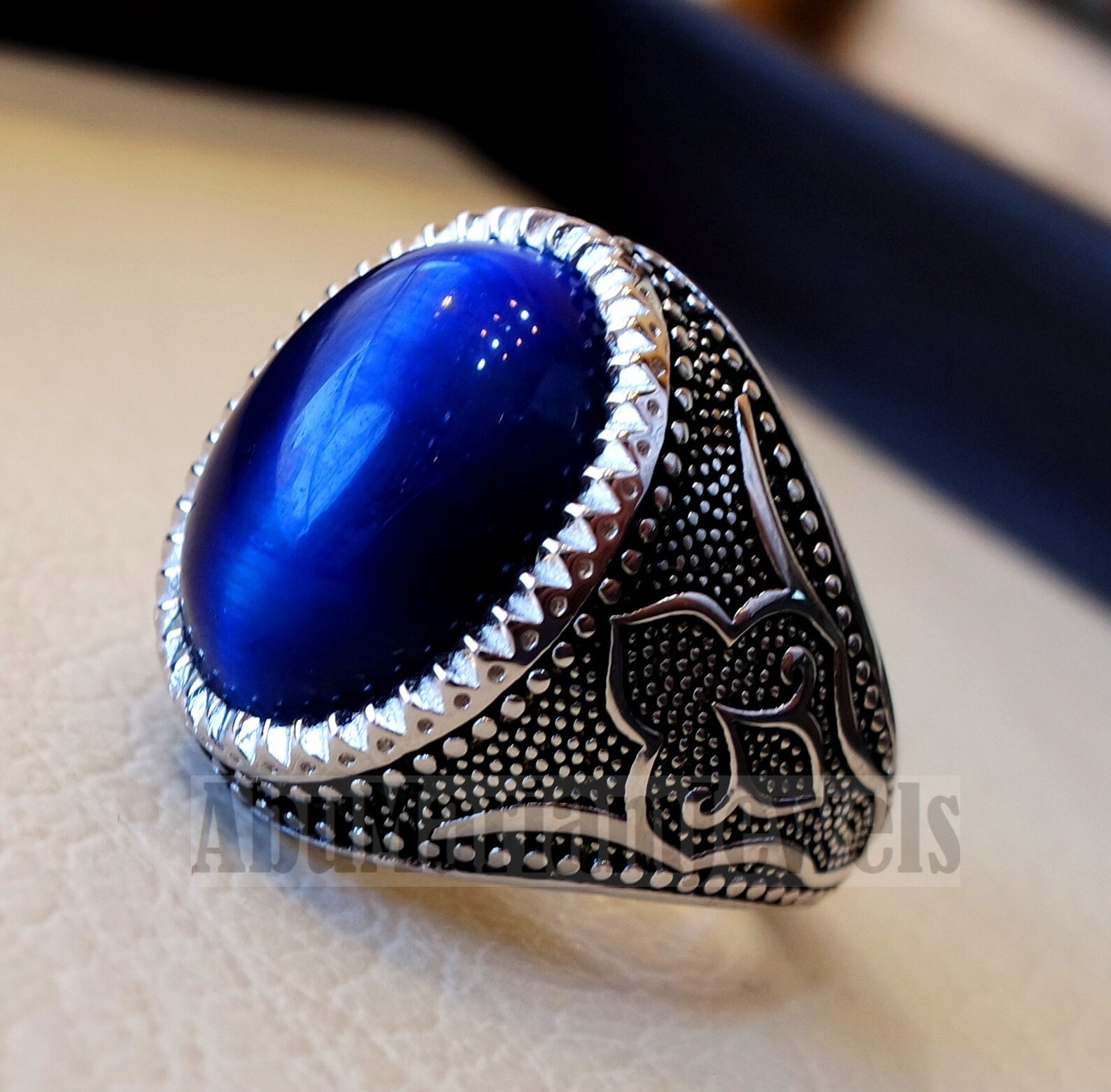 Stunning Tiger Eye Blue Stone Men Ring Sterling Silver 925 - Etsy