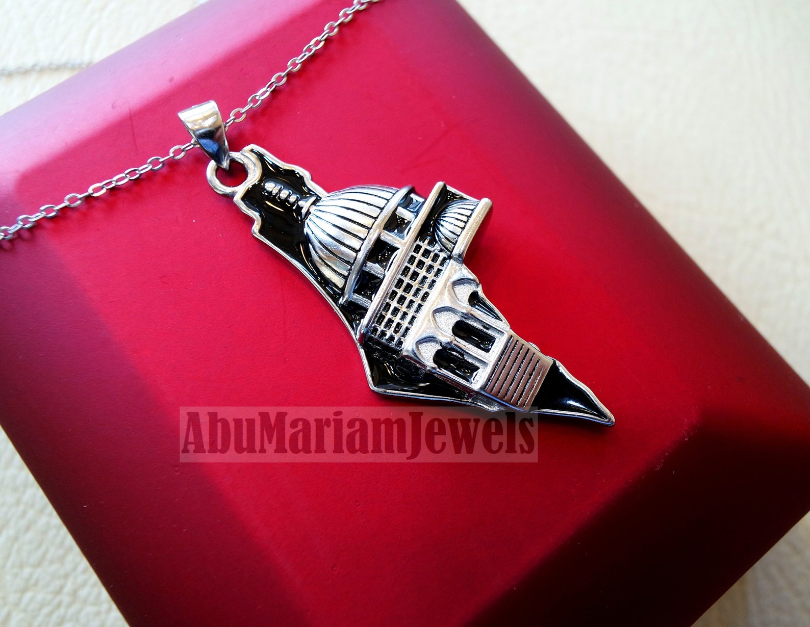 Big Palestine Map With Aqsa Mosque Pendant Sterling Silver 925 | Etsy