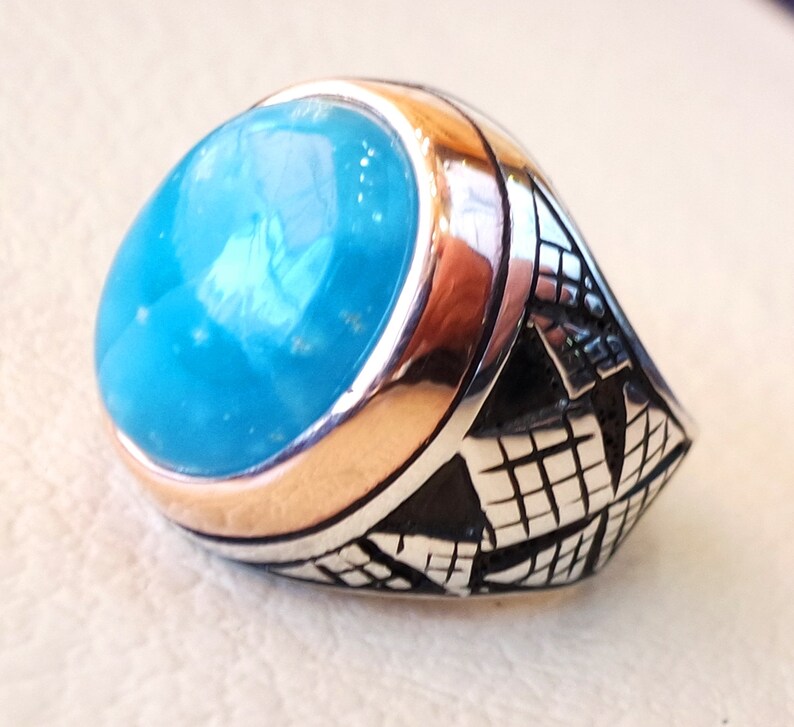 Smithsonite Natural Sky Blue Stone Ring Sterling Silver 925 - Etsy UK