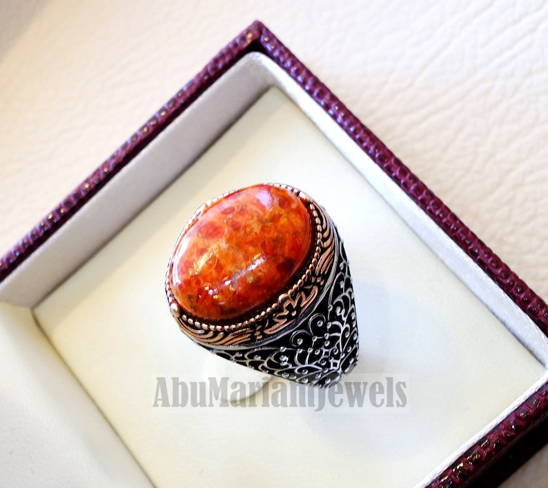 Sponge Coral Murjan Moonga Men Ring Orange Brown Red Natural - Etsy