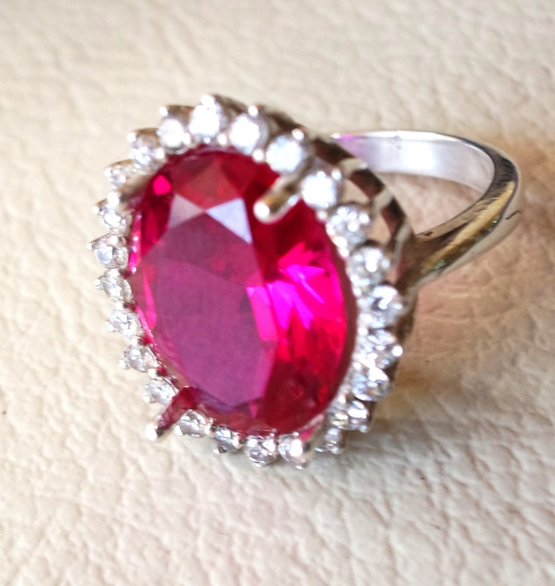 Red Corundum Oval Stone Ring Identical to Genuine Ruby Classic - Etsy