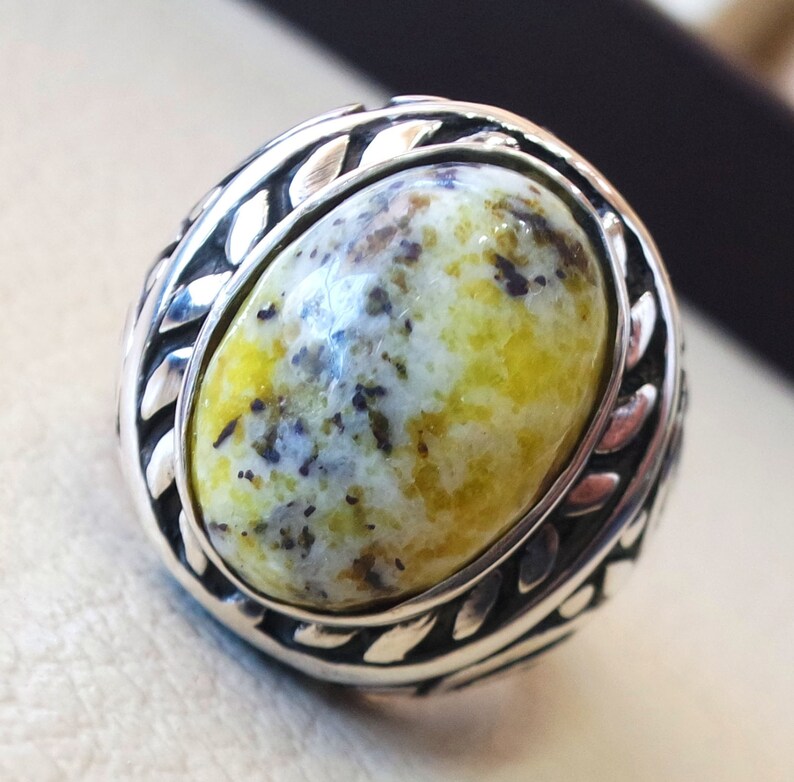 Yellow Dendritic Howlite Stone Natural Gem Sterling Silver 925 - Etsy