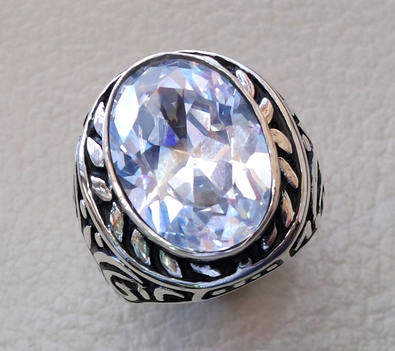 Diamond men ring synthetic stone high quality white color | Etsy