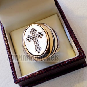 Coptic Style Cross Ring Christ Christian Sterling Silver 925 and Bronze ...