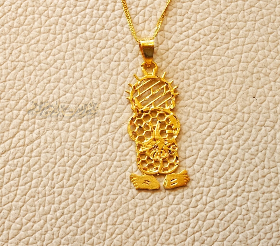 Handala 21K Gold Palestine Refugee Symbol Pendant With Disco Chain Gold ...