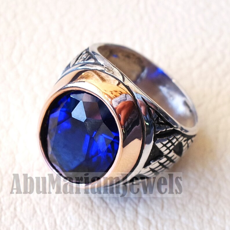 Men Ring Spinel Corundum Stone Identical to Genuine Sapphire - Etsy