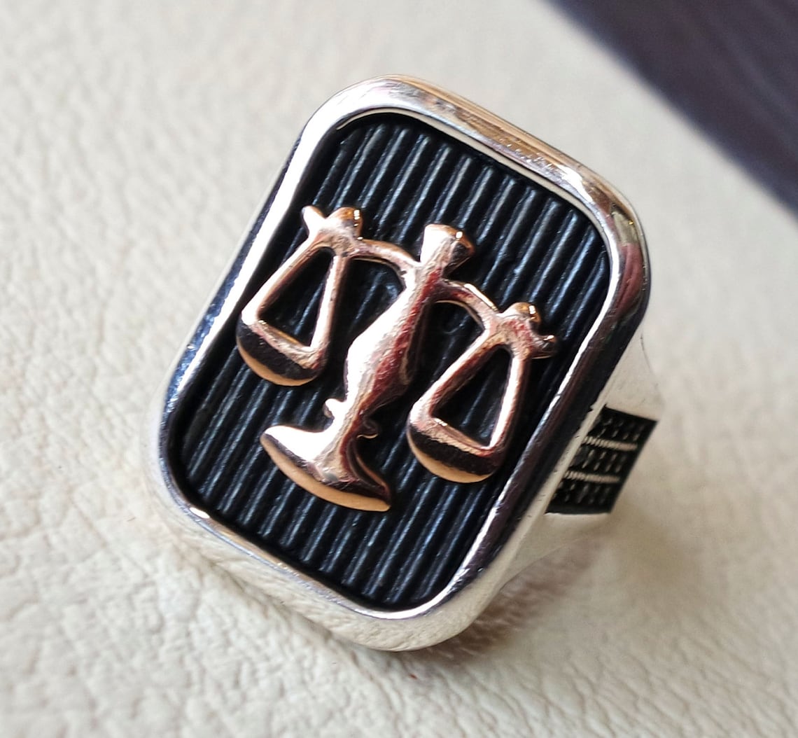 Scale of justice heavy rectangular men ring sterling silver | Etsy