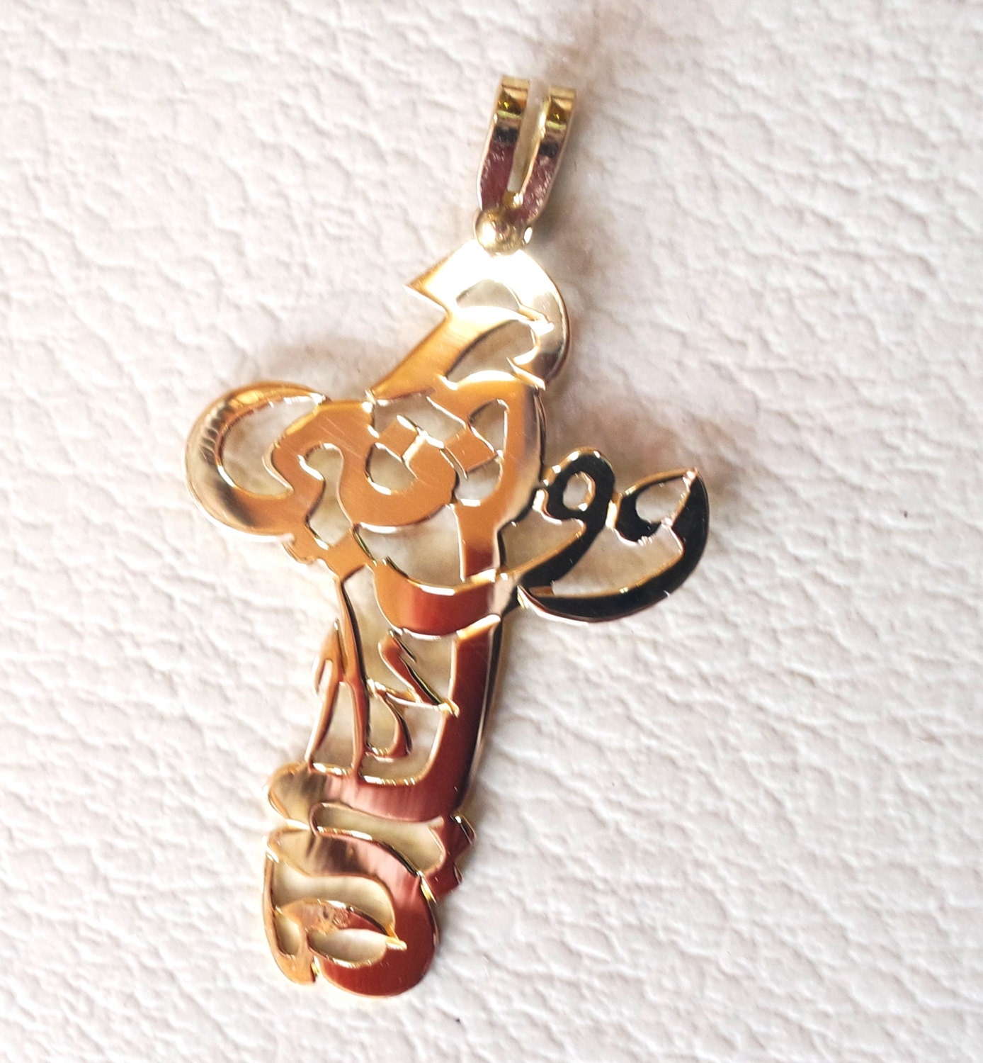Customized Arabic Names Cross 18 K Gold Handmade Calligraphy - Etsy