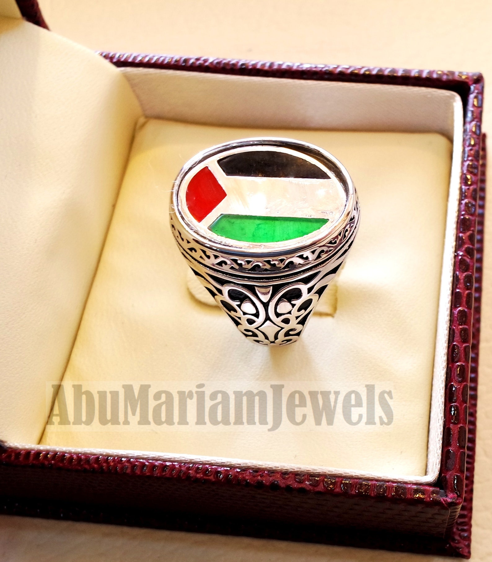 Palestine Flag Man Ring Sterling Silver and Color Enamel - Etsy