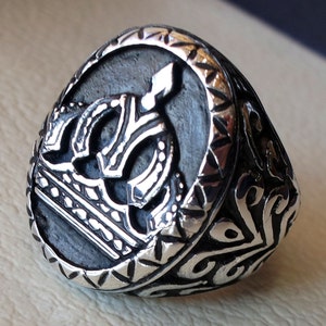 Royal Crown Men Ring Sterling Silver 925 Vintage Style Big Heavy ...