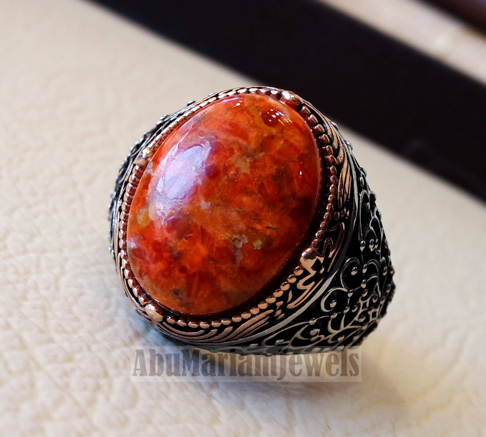 Sponge Coral Murjan Moonga Men Ring Orange Brown Red Natural - Etsy