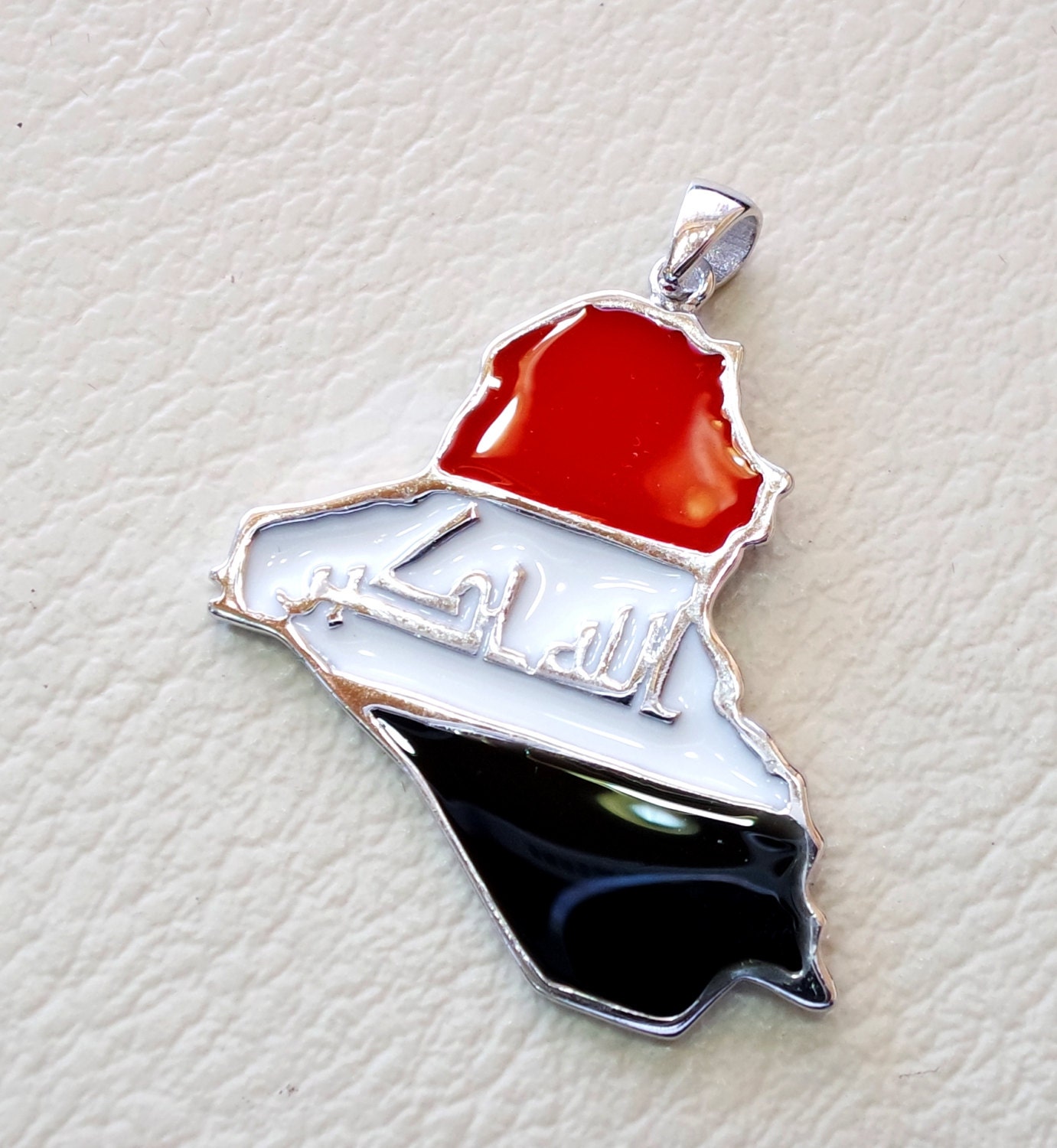 Iraq sterling silver map and new flag enamel colors pendant | Etsy