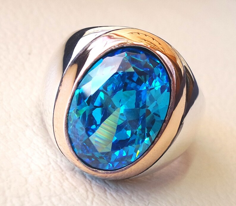 Deep Vivid Sky Blue Cubic Zircon Oval Huge Stone Highest - Etsy