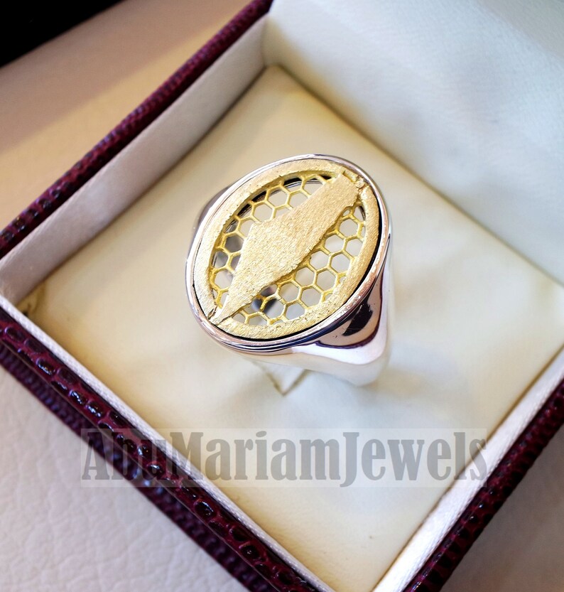 Palestine map man ring sterling silver and bronze Arabic | Etsy