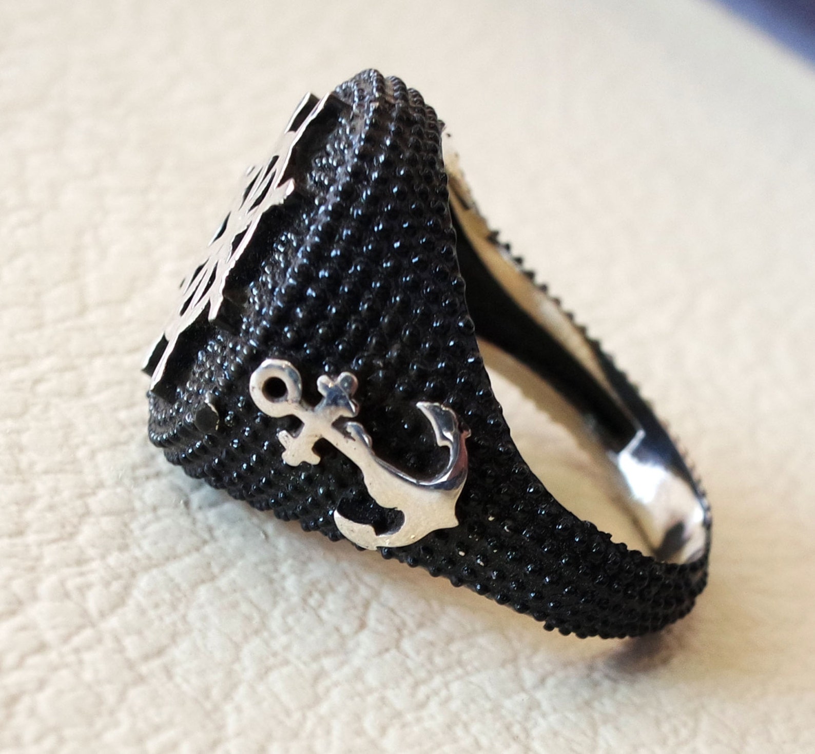 Ship Wheel and Anchor Sailor Fisherman Biker Men Ring Heavy - Etsy
