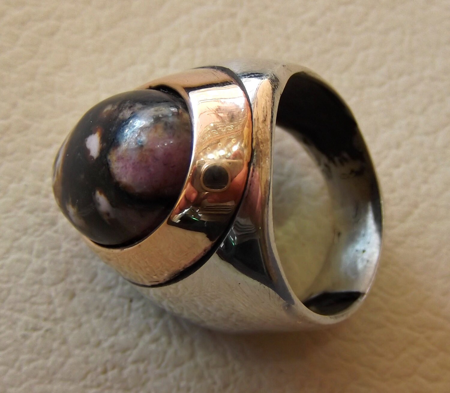 Huge Men Ring Rhodonite Jasper Oval Sterling Silver 925 | Etsy