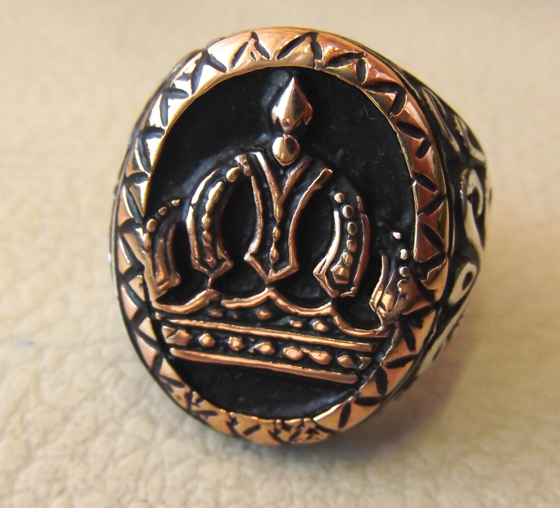 Royal Crown Men Ring Sterling Silver 925 Vintage Style Bronze | Etsy