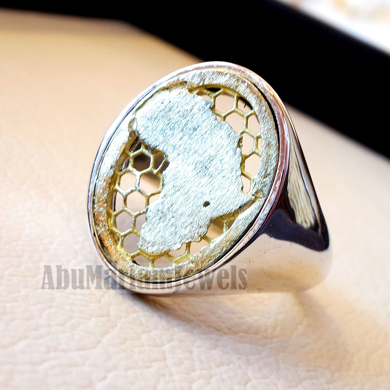 Africa Map Man Ring Sterling Silver 925 and Bronze Arabic Oval - Etsy