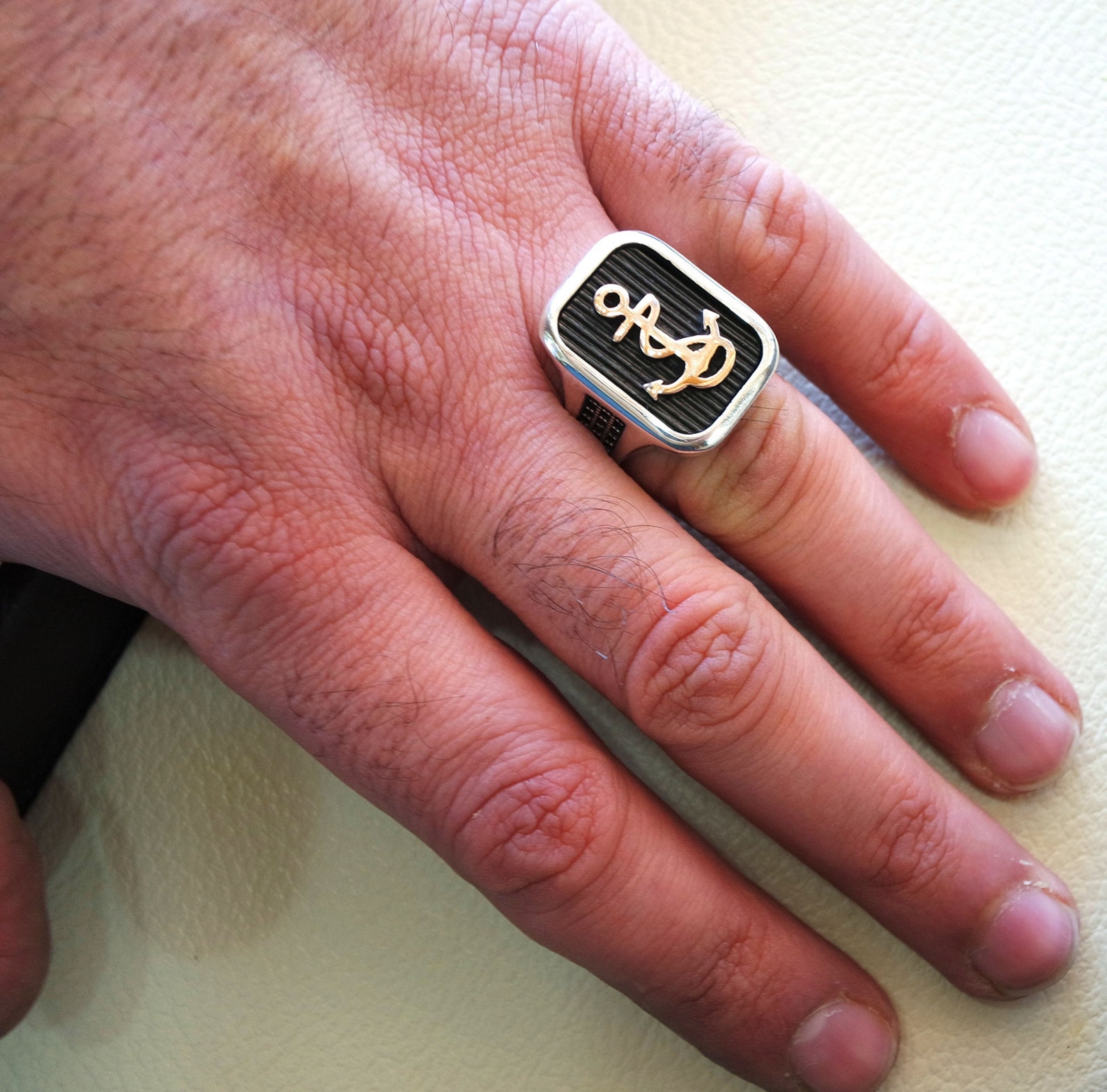 Big Anchor Sailor Fisherman Biker Men Ring Heavy Sterling - Etsy