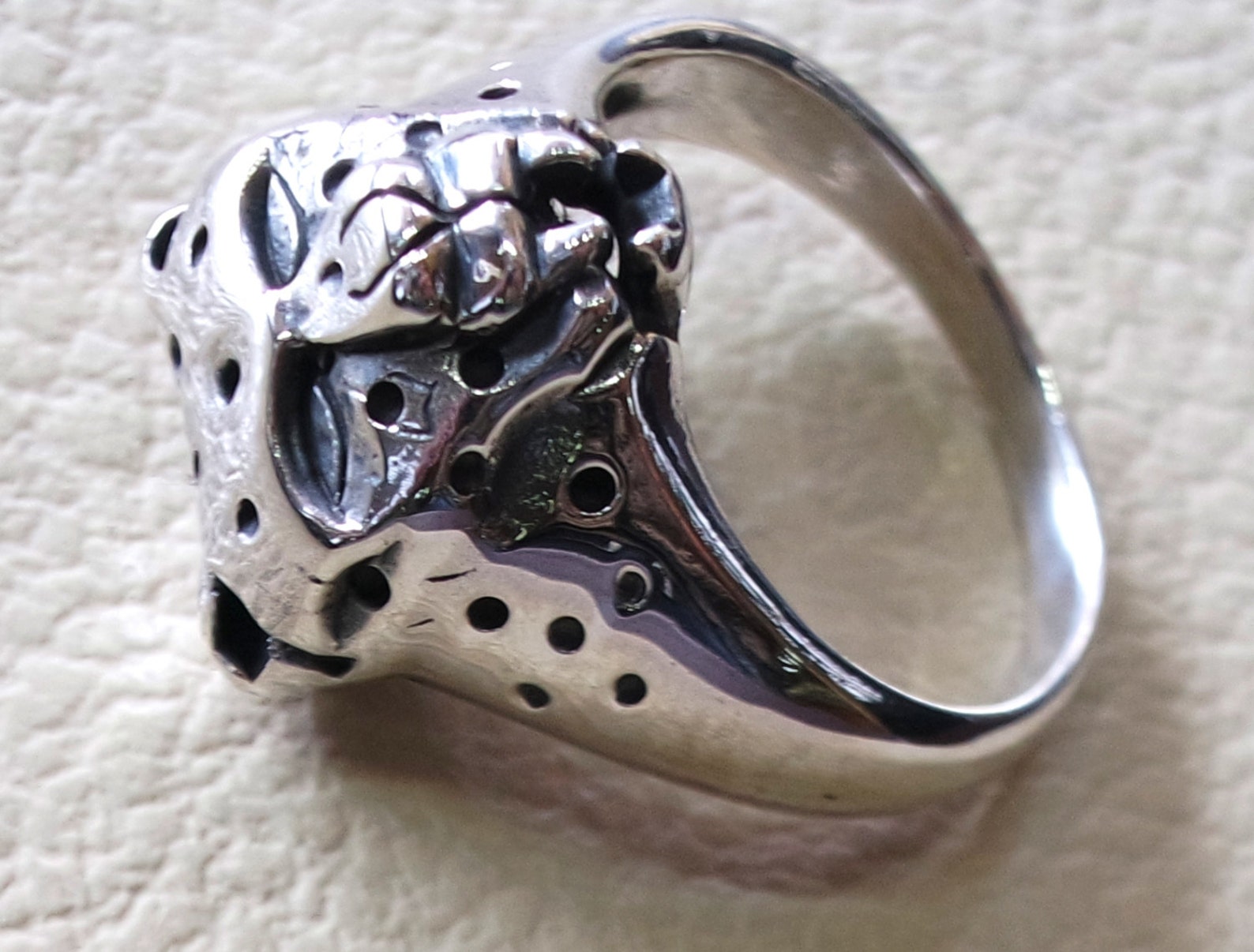 Panther Animal Head Ring Heavy Sterling Silver 925 Man Biker | Etsy