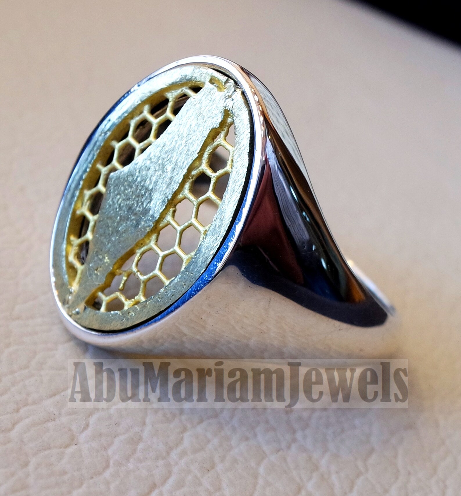 Palestine Map Man Ring Sterling Silver and Bronze Arabic Middle Eastern ...