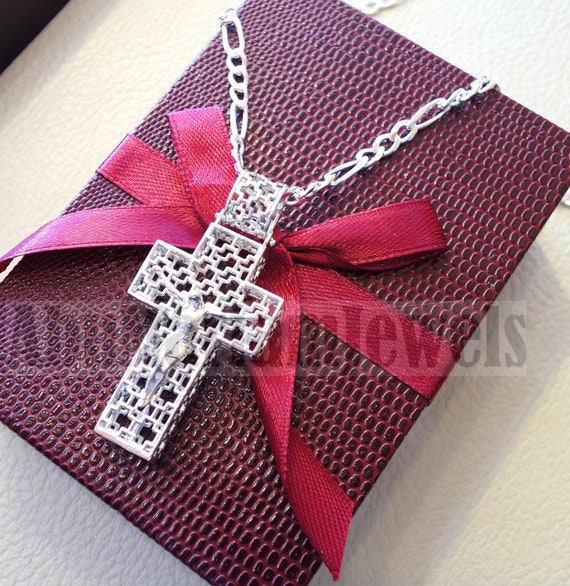 Cross Necklace With Thick Chain Sterling Silver 925 Jewelry - Etsy