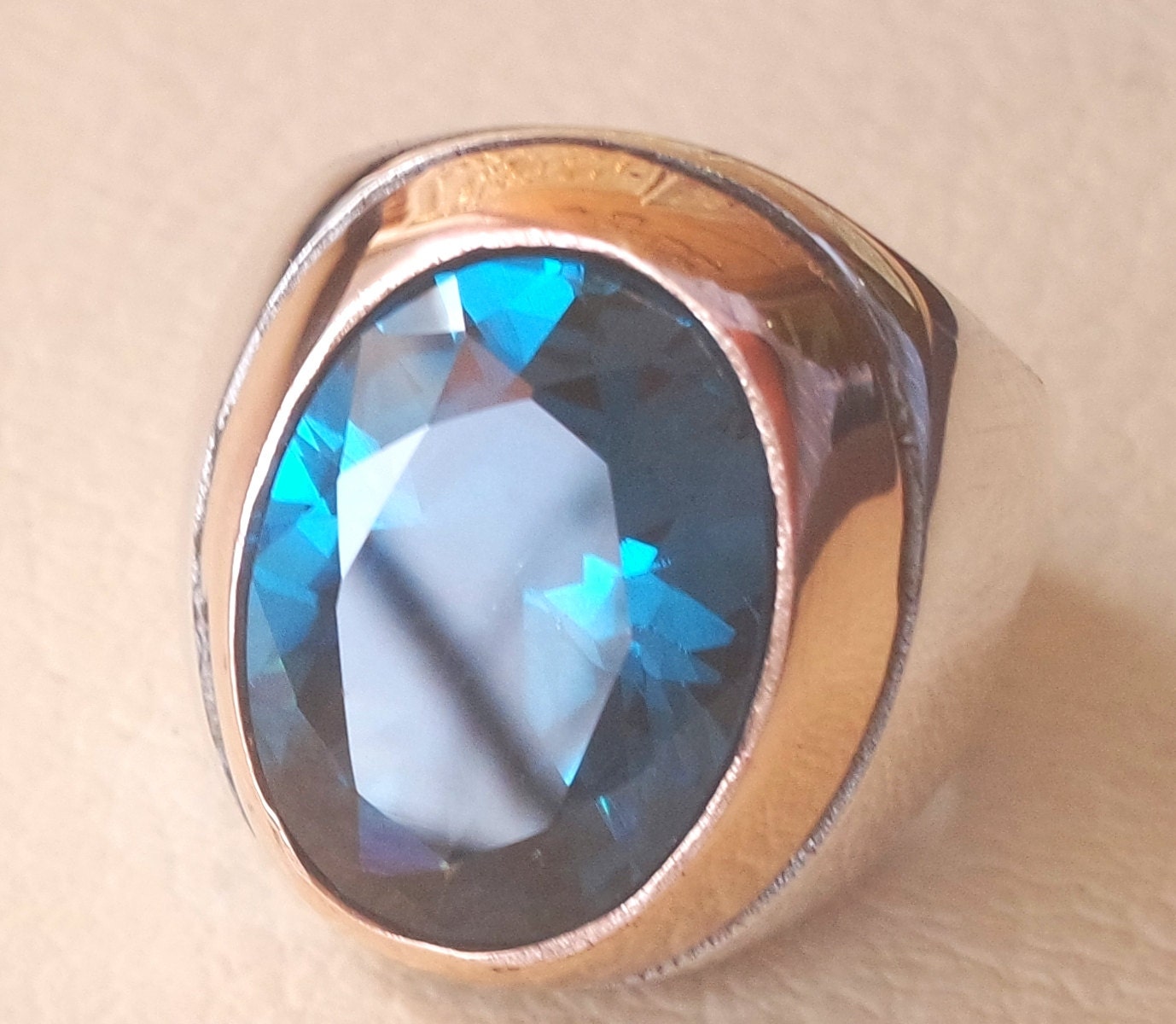 Deep vivid blue cubic zircon oval huge stone highest quality | Etsy