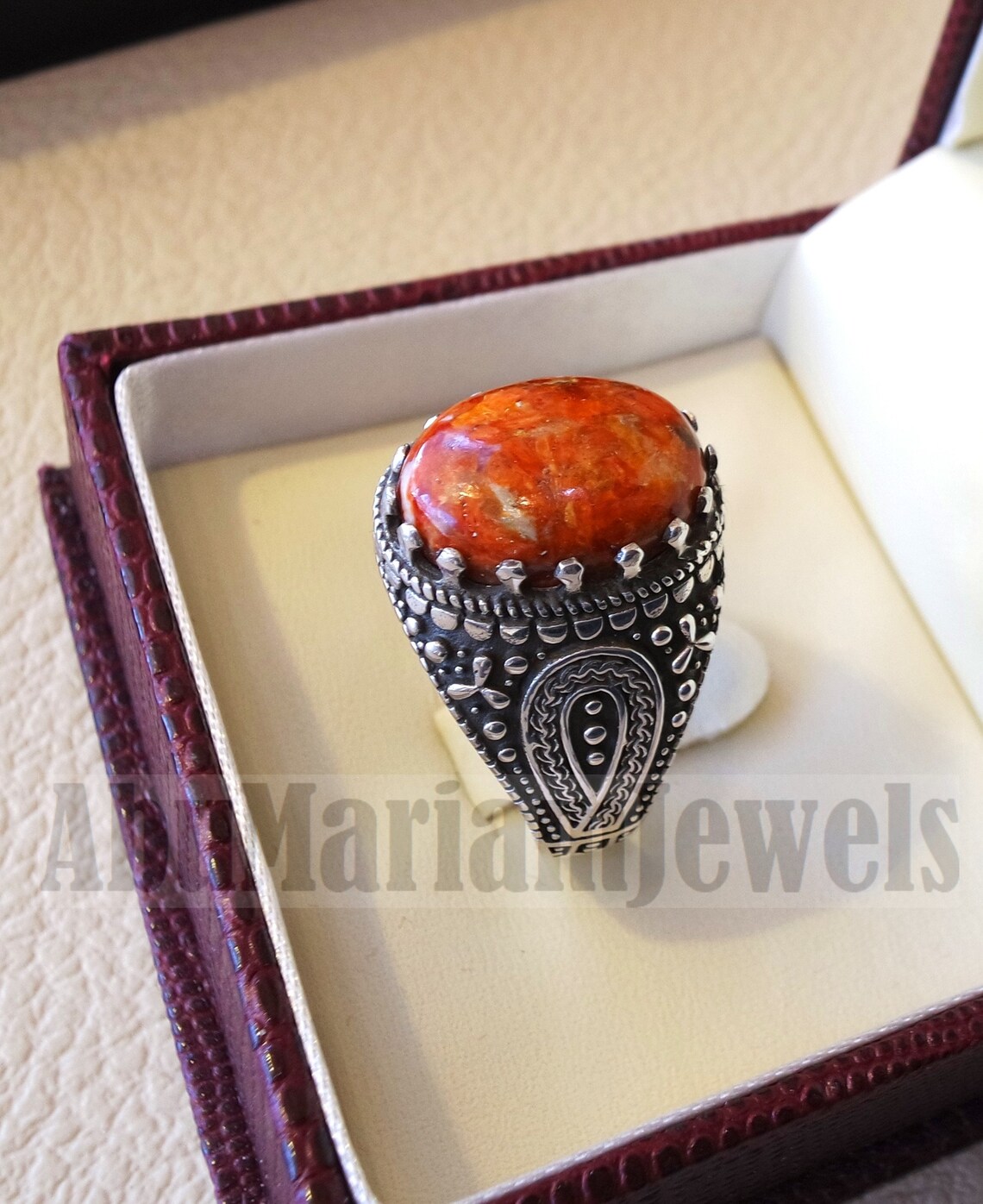 Sponge Coral Murjan Moonga Men Ring Orange Brown Red Natural - Etsy