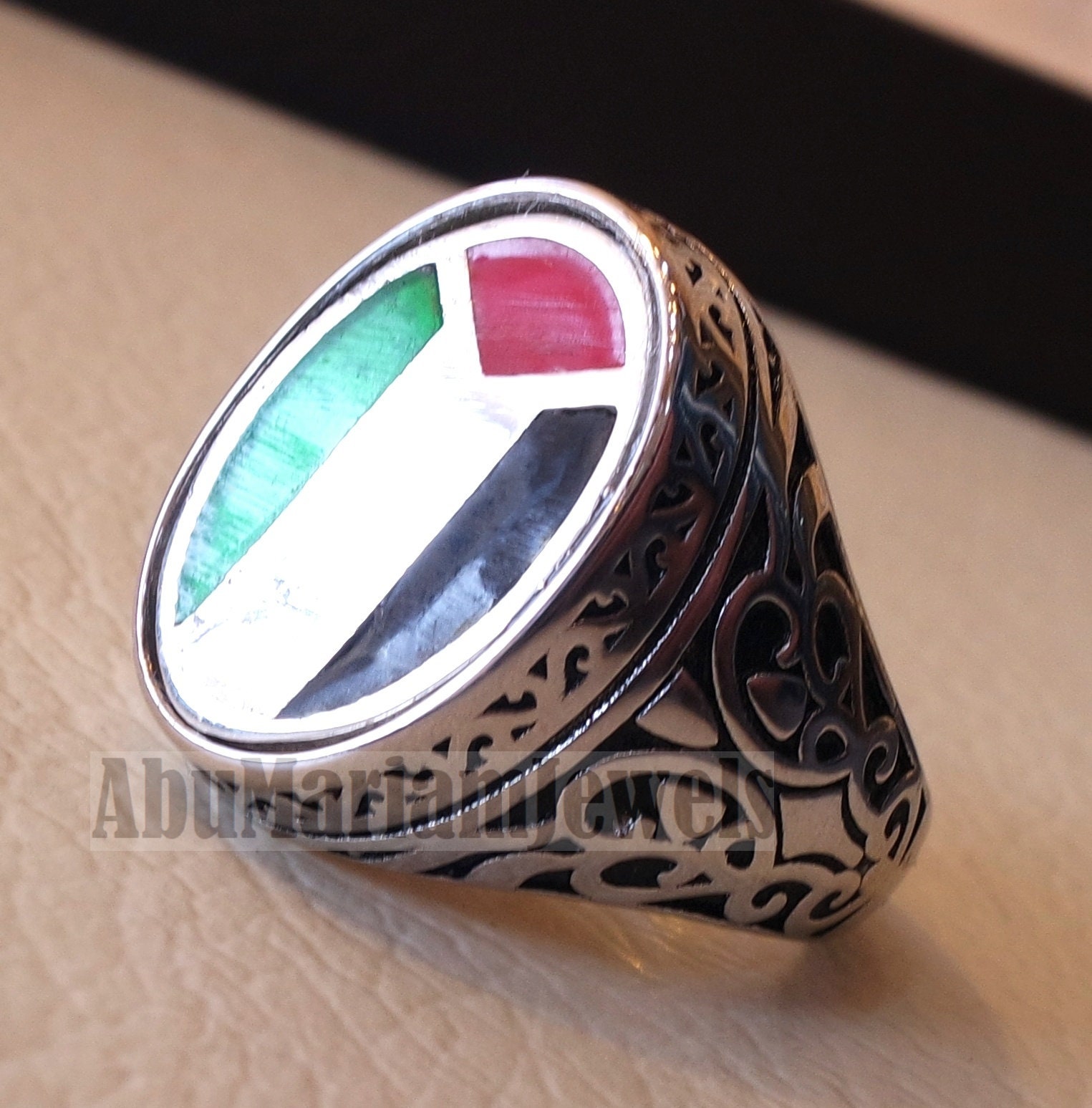 Palestine Flag Man Ring Sterling Silver and Color Enamel - Etsy