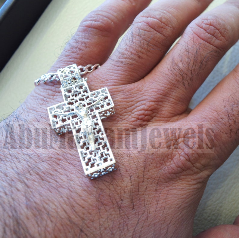 Cross Necklace With Thick Chain Sterling Silver 925 Jewelry - Etsy