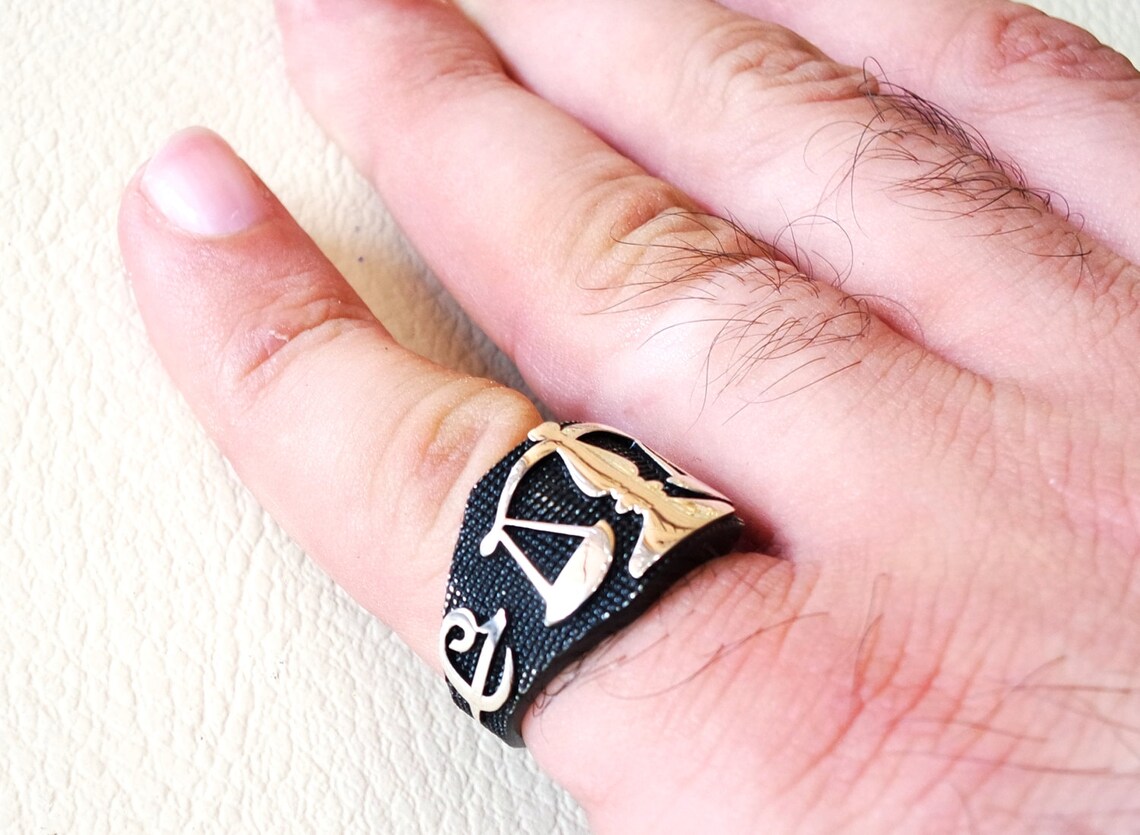 Scale of Justice Men Ring Sterling Silver 925 Arabic Turkish - Etsy