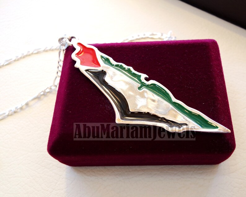 Huge heavy Palestine map & flag pendant with thick chain | Etsy