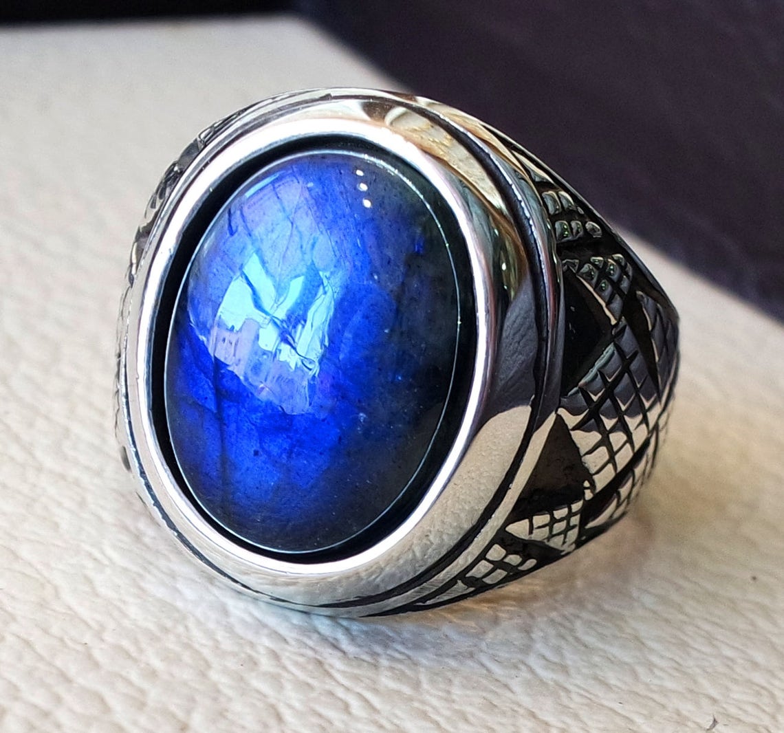 Flashy Blue Labradorite Heavy Men Ring Sterling Silver 925 - Etsy