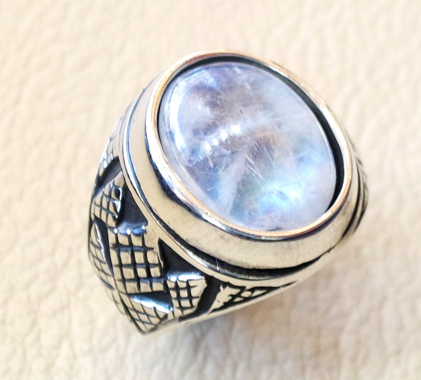 Flashy Moonstone Men Ring Natural Stone Dur Al Najaf Sterling - Etsy