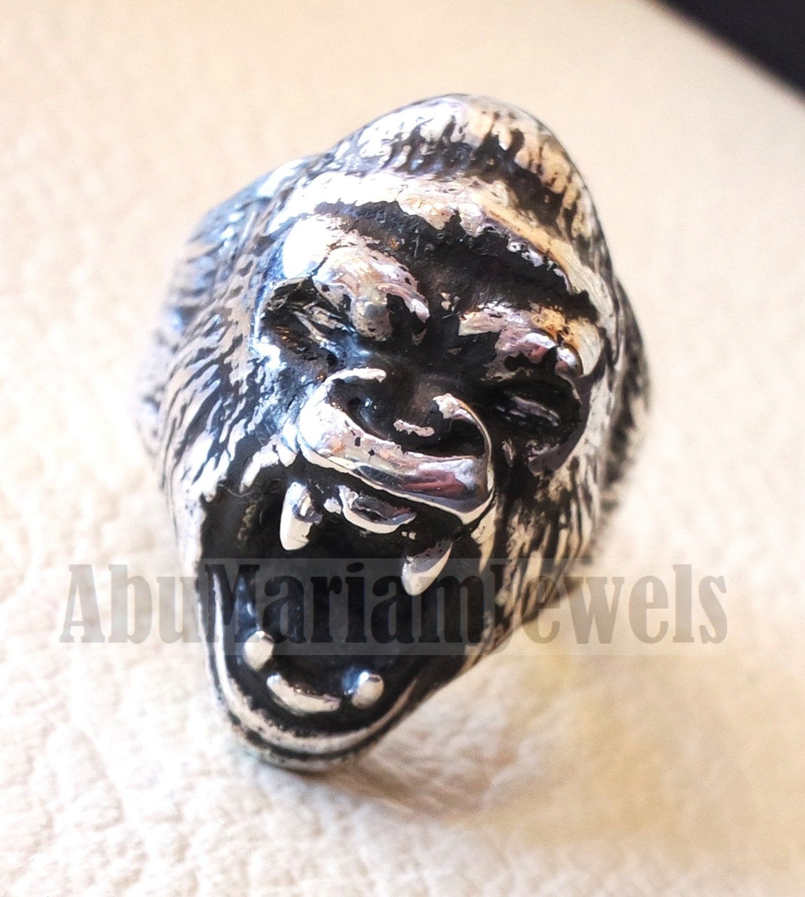 Huge Gorilla Ring Very Heavy Sterling Silver 925 Man Biker - Etsy